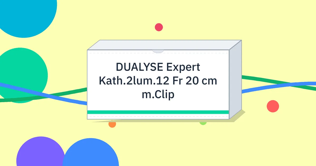 Symbolbild: Packung mit der Aufschrift DUALYSE Expert Kath.2lum.12 Fr 20 cm m.Clip (PZN 12872260) – Verfügbarkeit und Bezug in Apotheken in Frankfurt am Main