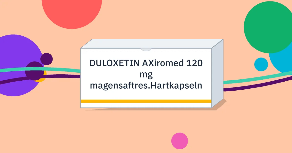 Symbolbild: Packung mit der Aufschrift DULOXETIN AXiromed 120 mg magensaftres.Hartkapseln (PZN 19106209) – Verfügbarkeit und Bezug in Apotheken in Frankfurt am Main