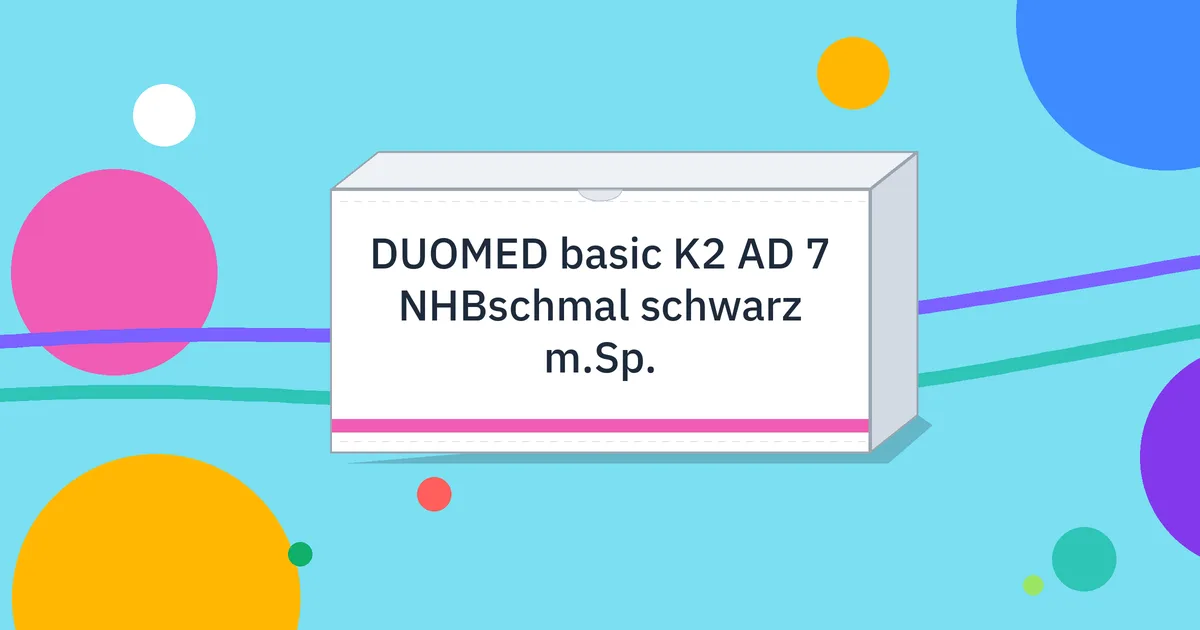 Symbolbild: Packung mit der Aufschrift DUOMED basic K2 AD 7 NHBschmal schwarz m.Sp. (PZN 20907251) – Verfügbarkeit und Bezug in Apotheken in Frankfurt am Main