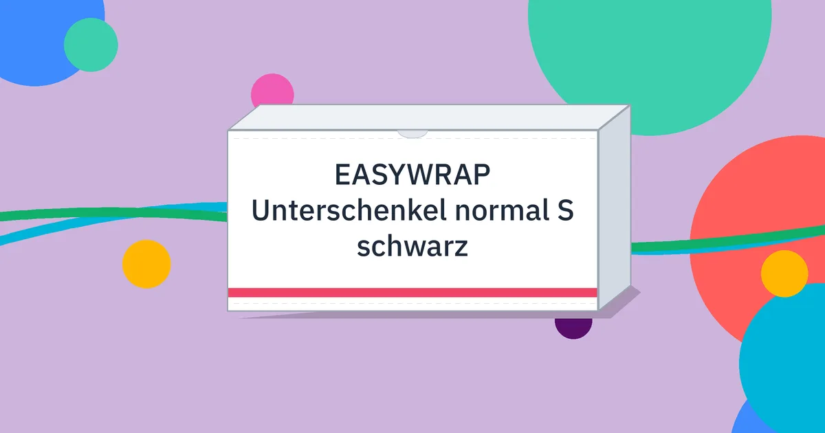 Symbolbild: Packung mit der Aufschrift EASYWRAP Unterschenkel normal S schwarz (PZN 18748101) – Verfügbarkeit und Bezug in Apotheken in Frankfurt am Main