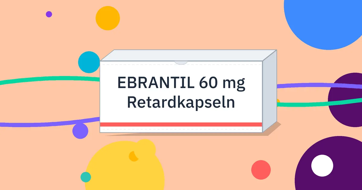 Symbolbild: Packung mit der Aufschrift EBRANTIL 60 mg Retardkapseln (PZN 01882611) – Verfügbarkeit und Bezug in Apotheken in Frankfurt am Main