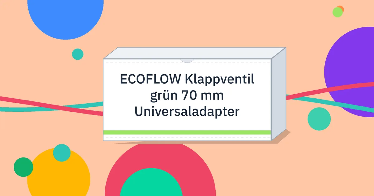 Symbolbild: Packung mit der Aufschrift ECOFLOW Klappventil grün 70 mm Universaladapter (PZN 19925166) – Verfügbarkeit und Bezug in Apotheken in Frankfurt am Main