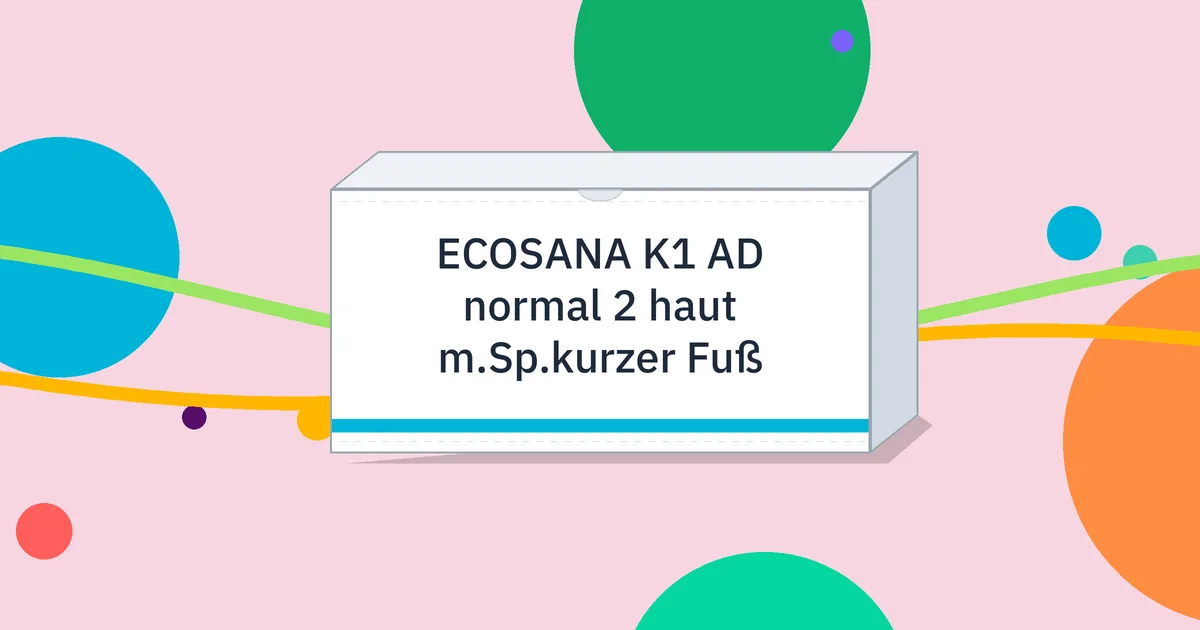 Symbolbild: Packung mit der Aufschrift ECOSANA K1 AD normal 2 haut m.Sp.kurzer Fuß (PZN 04724539) – Verfügbarkeit und Bezug in Apotheken in Frankfurt am Main