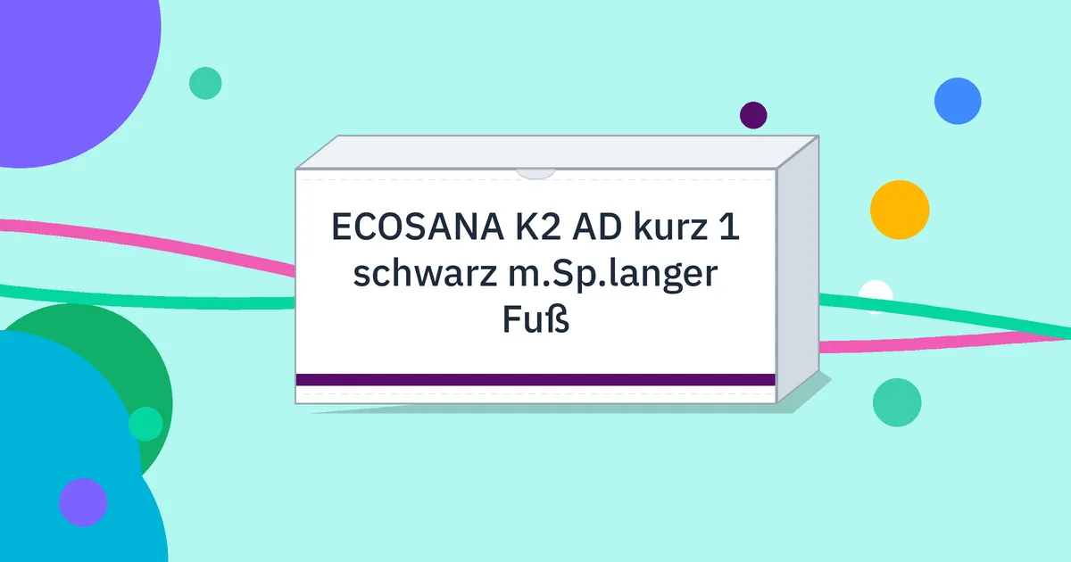Symbolbild: Packung mit der Aufschrift ECOSANA K2 AD kurz 1 schwarz m.Sp.langer Fuß (PZN 10954025) – Verfügbarkeit und Bezug in Apotheken in Frankfurt am Main