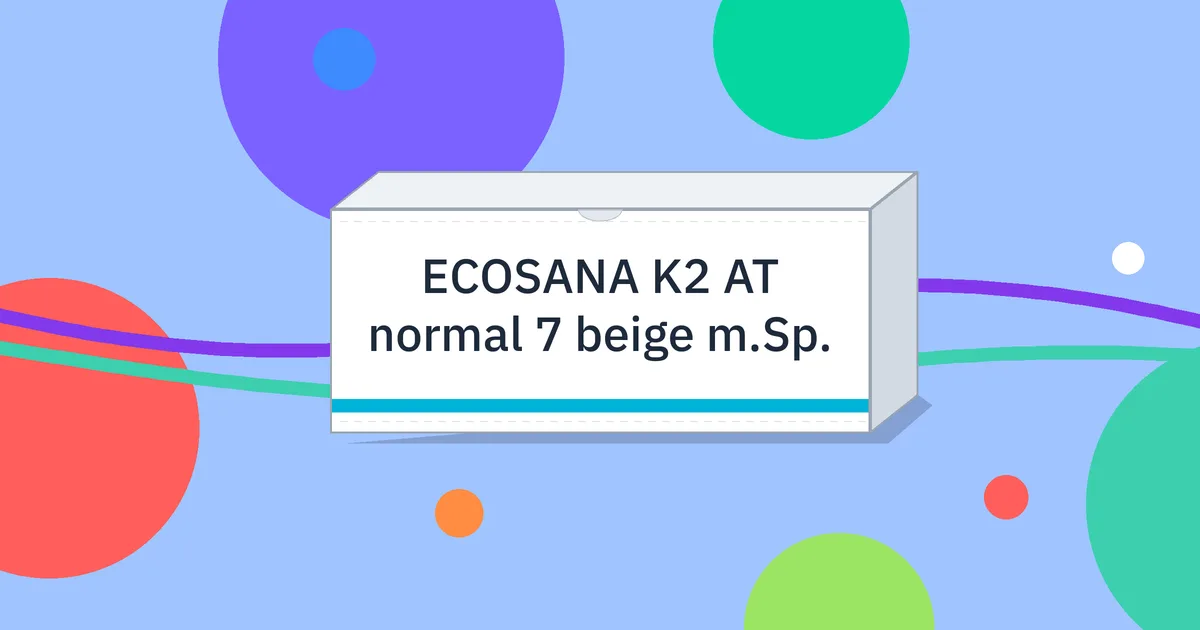 Symbolbild: Packung mit der Aufschrift ECOSANA K2 AT normal 7 beige m.Sp. (PZN 01566206) – Verfügbarkeit und Bezug in Apotheken in Frankfurt am Main