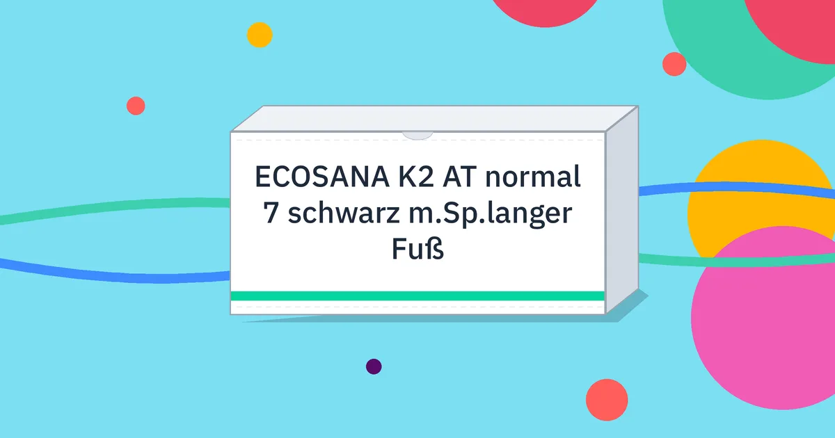 Symbolbild: Packung mit der Aufschrift ECOSANA K2 AT normal 7 schwarz m.Sp.langer Fuß (PZN 10956314) – Verfügbarkeit und Bezug in Apotheken in Frankfurt am Main