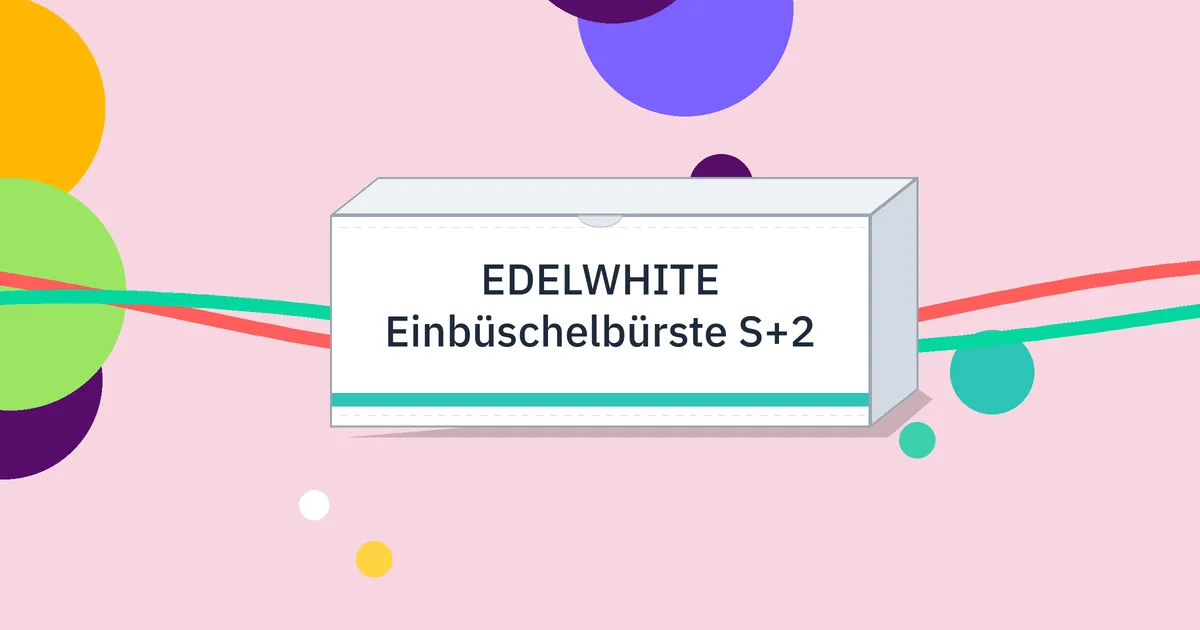Symbolbild: Packung mit der Aufschrift EDELWHITE Einbüschelbürste S+2 (PZN 06847855) – Verfügbarkeit und Bezug in Apotheken in Frankfurt am Main