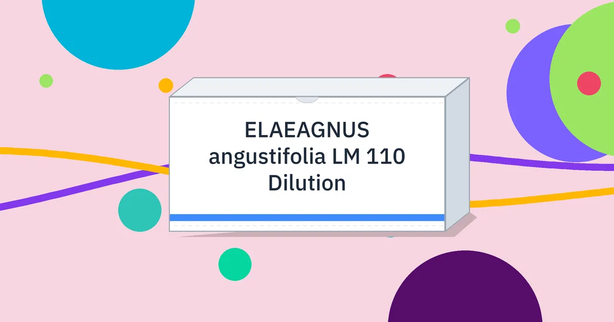 Symbolbild: Packung mit der Aufschrift ELAEAGNUS angustifolia LM 110 Dilution (PZN 13469649) – Verfügbarkeit und Bezug in Apotheken in Frankfurt am Main