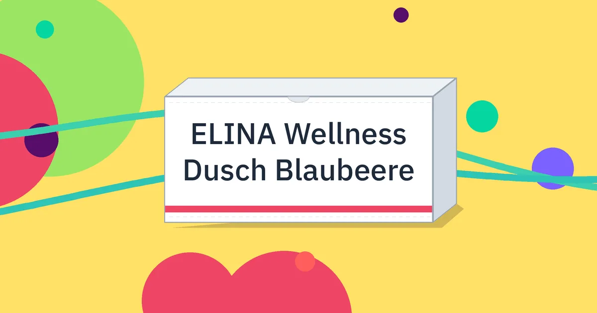 Symbolbild: Packung mit der Aufschrift ELINA Wellness Dusch Blaubeere (PZN 14232808) – Verfügbarkeit und Bezug in Apotheken in Frankfurt am Main