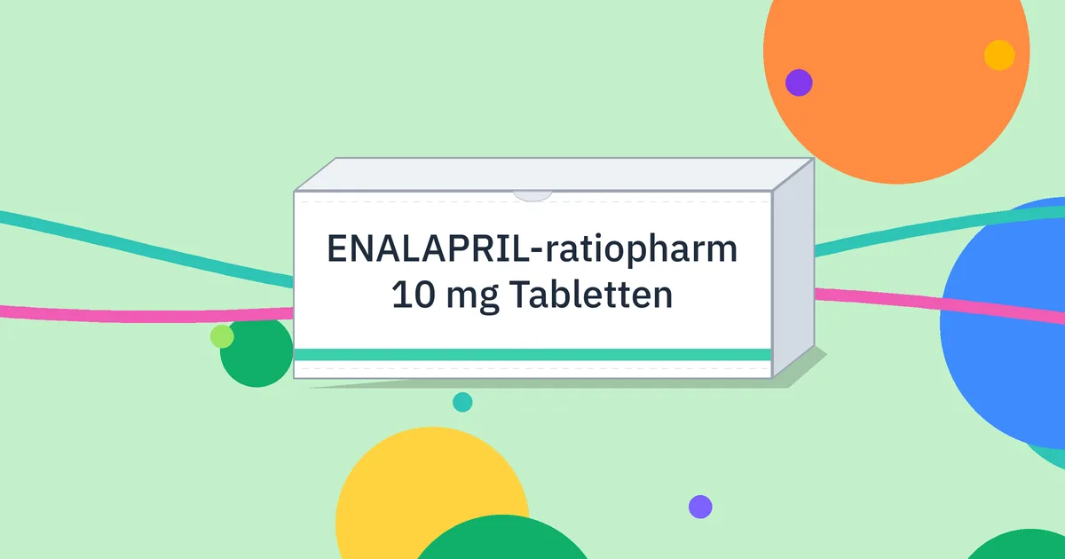 Symbolbild: Packung mit der Aufschrift ENALAPRIL-ratiopharm 10 mg Tabletten (PZN 00638257) – Verfügbarkeit und Bezug in Apotheken in Frankfurt am Main