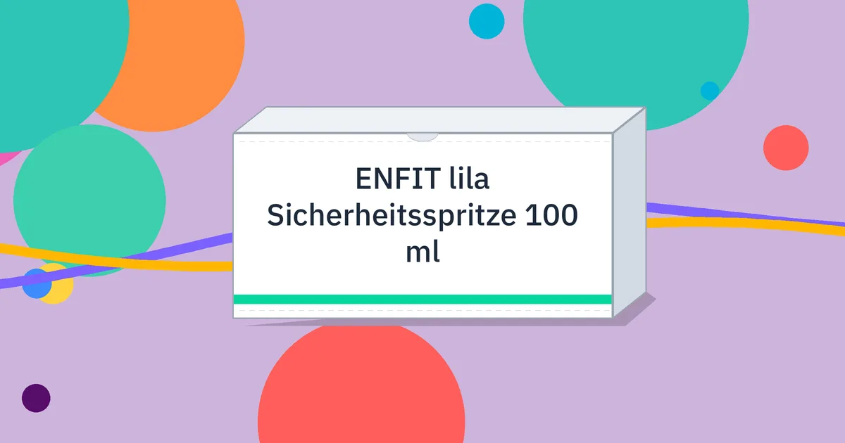 Symbolbild: Packung mit der Aufschrift ENFIT lila Sicherheitsspritze 100 ml (PZN 16735123) – Verfügbarkeit und Bezug in Apotheken in Frankfurt am Main