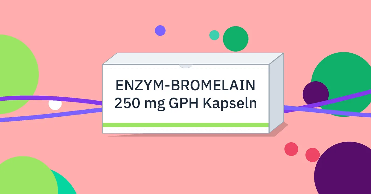Symbolbild: Packung mit der Aufschrift ENZYM-BROMELAIN 250 mg GPH Kapseln (PZN 02568584) – Verfügbarkeit und Bezug in Apotheken in Frankfurt am Main