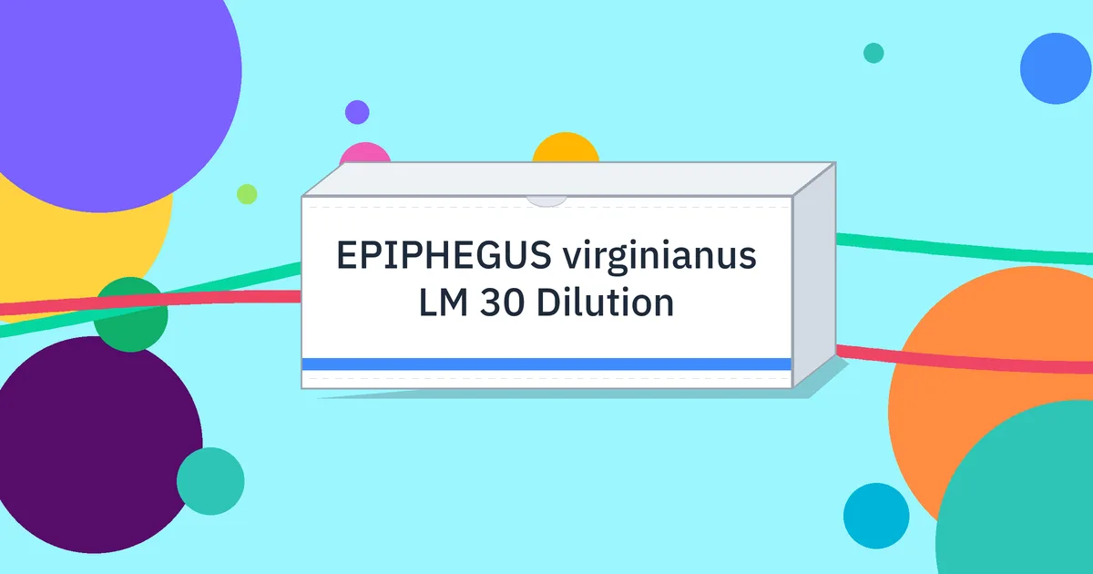 Symbolbild: Packung mit der Aufschrift EPIPHEGUS virginianus LM 30 Dilution (PZN 13472781) – Verfügbarkeit und Bezug in Apotheken in Frankfurt am Main