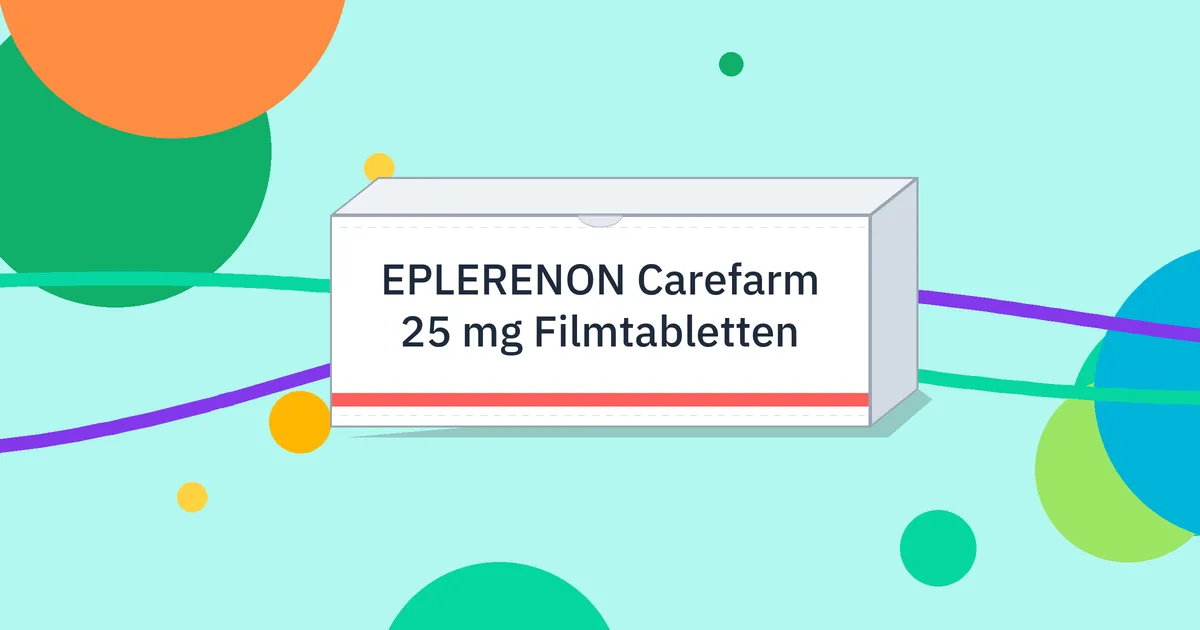 Symbolbild: Packung mit der Aufschrift EPLERENON Carefarm 25 mg Filmtabletten (PZN 19926349) – Verfügbarkeit und Bezug in Apotheken in Frankfurt am Main