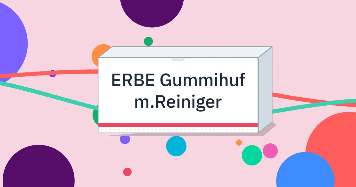 Symbolbild: Packung mit der Aufschrift ERBE Gummihuf m.Reiniger (PZN 20052648) – Verfügbarkeit und Bezug in Apotheken in Frankfurt am Main