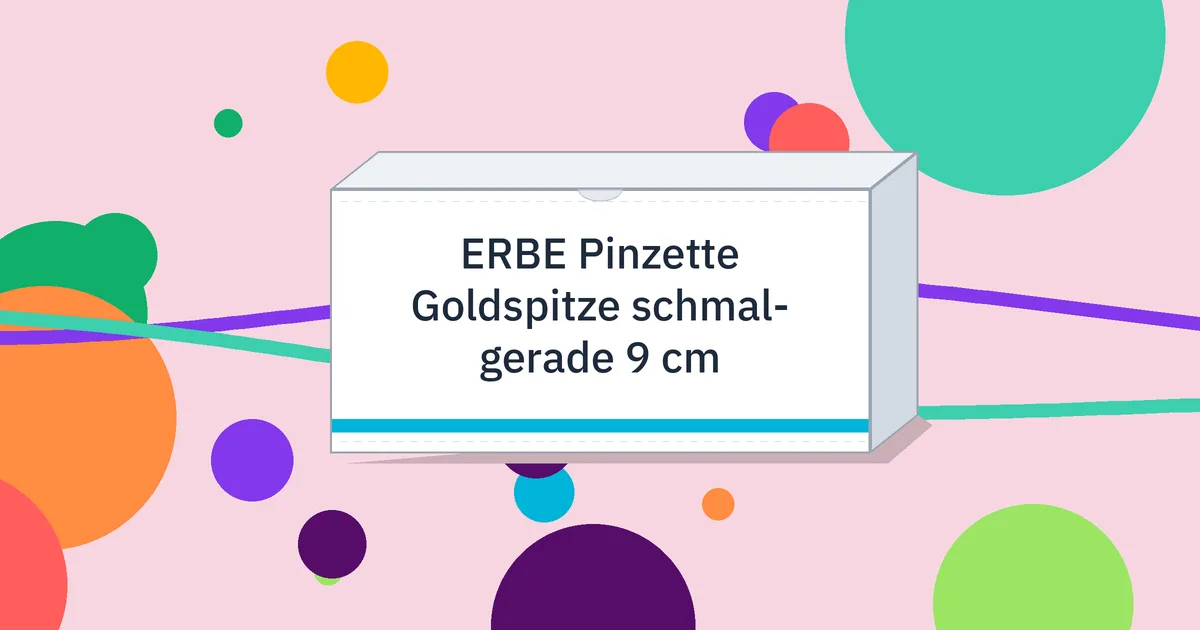 Symbolbild: Packung mit der Aufschrift ERBE Pinzette Goldspitze schmal-gerade 9 cm (PZN 15733582) – Verfügbarkeit und Bezug in Apotheken in Frankfurt am Main