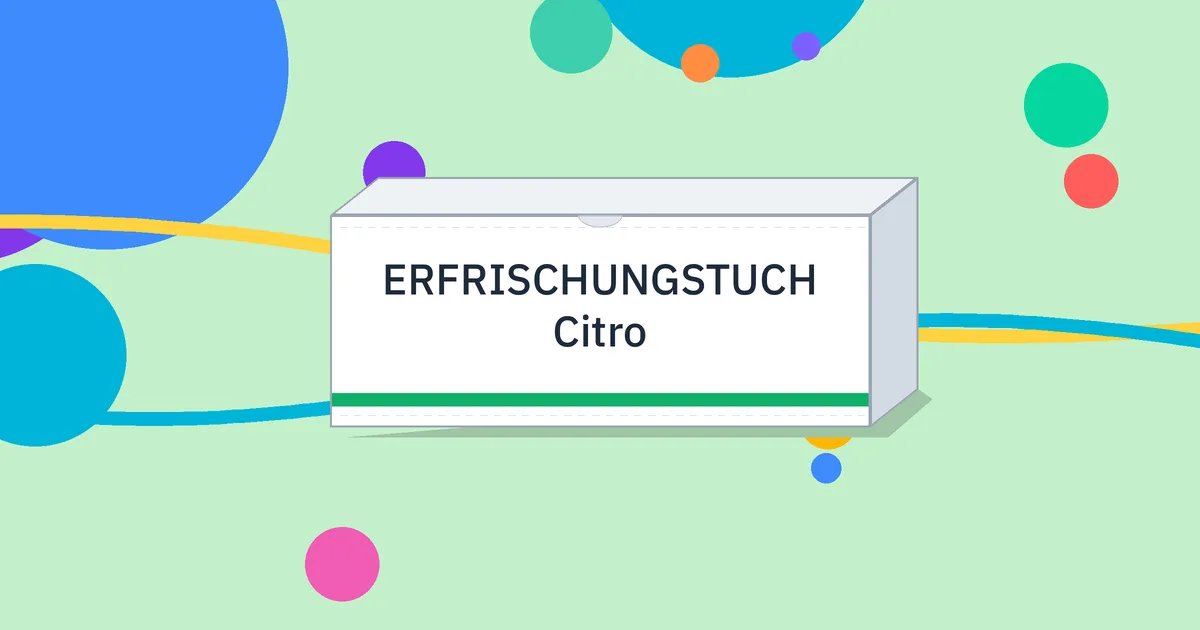 Symbolbild: Packung mit der Aufschrift ERFRISCHUNGSTUCH Citro (PZN 03501317) – Verfügbarkeit und Bezug in Apotheken in Frankfurt am Main