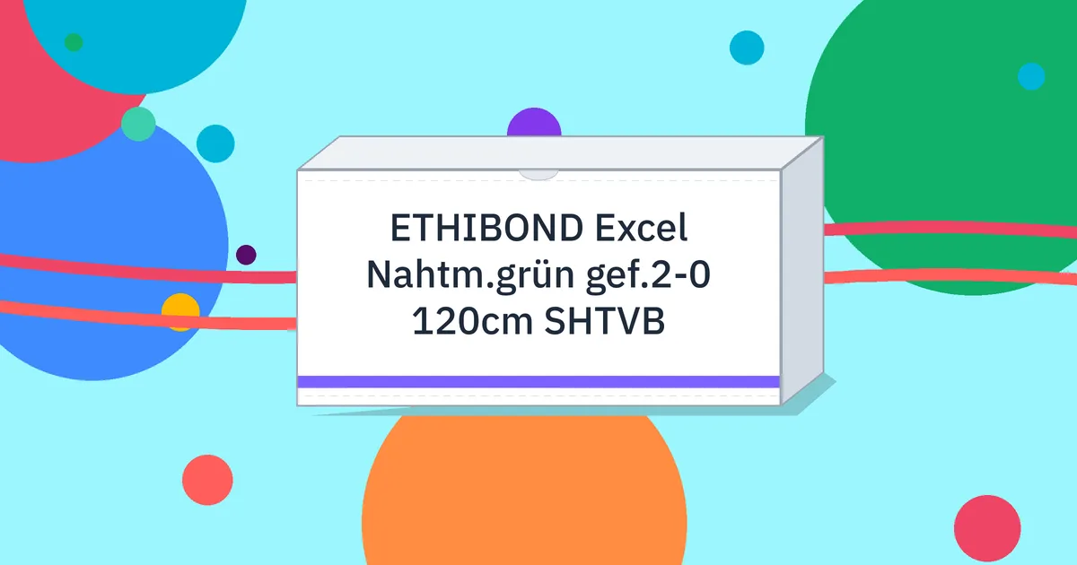 Symbolbild: Packung mit der Aufschrift ETHIBOND Excel Nahtm.grün gef.2-0 120cm SHTVB (PZN 20891136) – Verfügbarkeit und Bezug in Apotheken in Frankfurt am Main