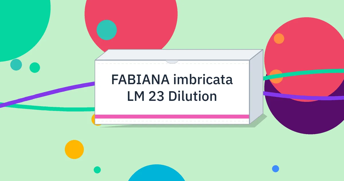 Symbolbild: Packung mit der Aufschrift FABIANA imbricata LM 23 Dilution (PZN 13485683) – Verfügbarkeit und Bezug in Apotheken in Frankfurt am Main