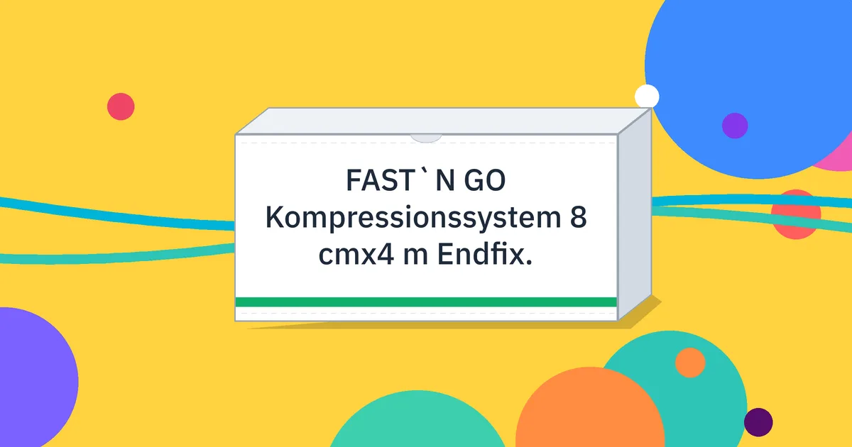 Symbolbild: Packung mit der Aufschrift FAST`N GO Kompressionssystem 8 cmx4 m Endfix. (PZN 14819241) – Verfügbarkeit und Bezug in Apotheken in Frankfurt am Main