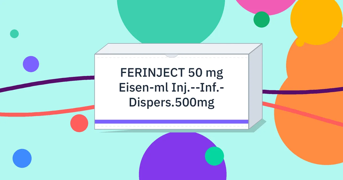 Symbolbild: Packung mit der Aufschrift FERINJECT 50 mg Eisen-ml Inj.--Inf.-Dispers.500mg (PZN 10132978) – Verfügbarkeit und Bezug in Apotheken in Frankfurt am Main