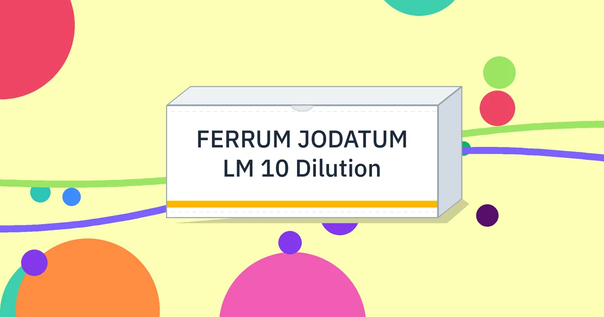 Symbolbild: Packung mit der Aufschrift FERRUM JODATUM LM 10 Dilution (PZN 12848876) – Verfügbarkeit und Bezug in Apotheken in Frankfurt am Main