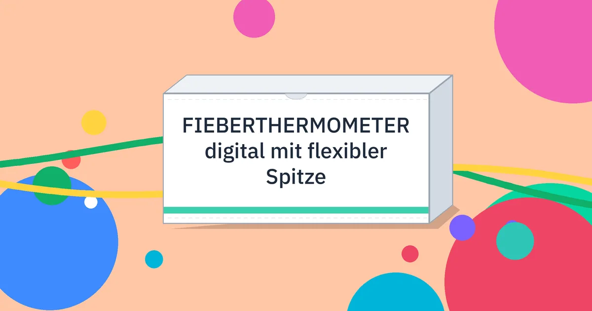 Symbolbild: Packung mit der Aufschrift FIEBERTHERMOMETER digital mit flexibler Spitze (PZN 06086238) – Verfügbarkeit und Bezug in Apotheken in Frankfurt am Main