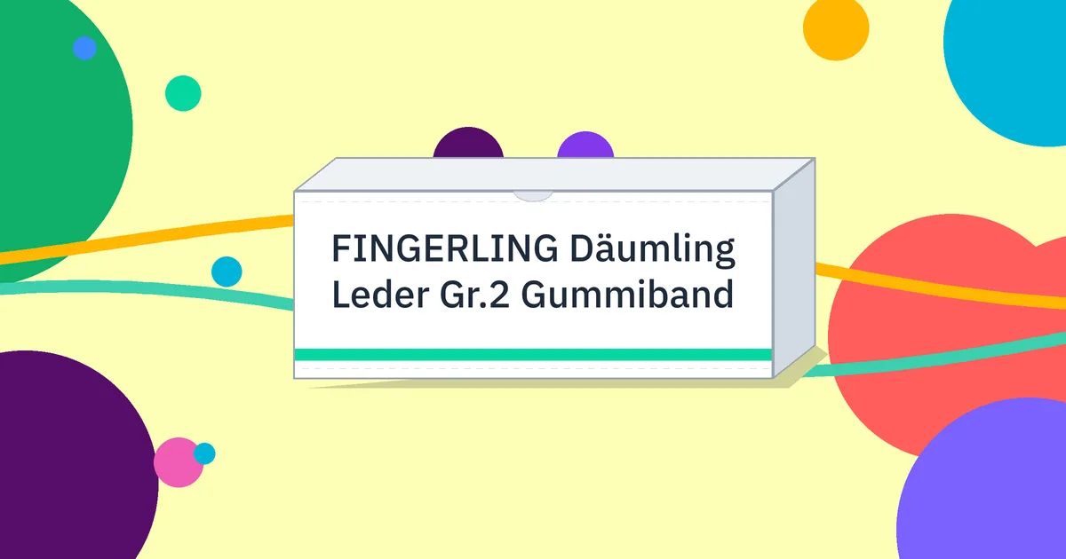Symbolbild: Packung mit der Aufschrift FINGERLING Däumling Leder Gr.2 Gummiband (PZN 01962327) – Verfügbarkeit und Bezug in Apotheken in Frankfurt am Main