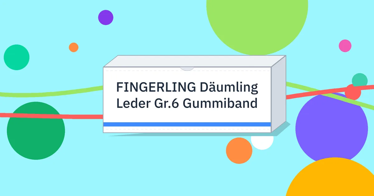 Symbolbild: Packung mit der Aufschrift FINGERLING Däumling Leder Gr.6 Gummiband (PZN 01962379) – Verfügbarkeit und Bezug in Apotheken in Frankfurt am Main