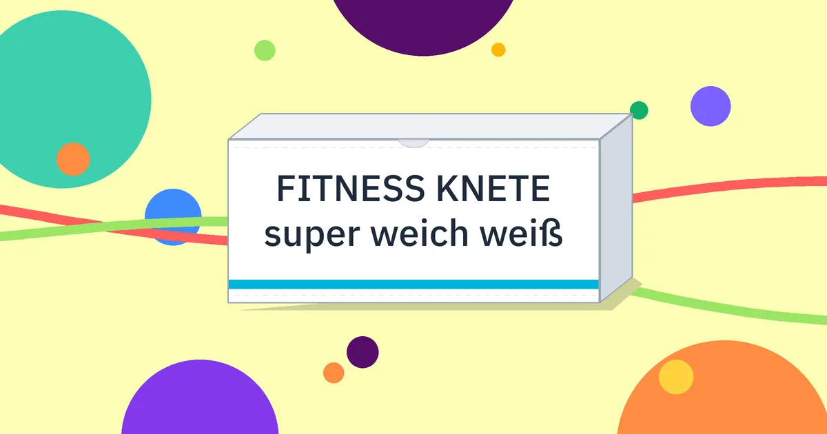Symbolbild: Packung mit der Aufschrift FITNESS KNETE super weich weiß (PZN 16349354) – Verfügbarkeit und Bezug in Apotheken in Frankfurt am Main