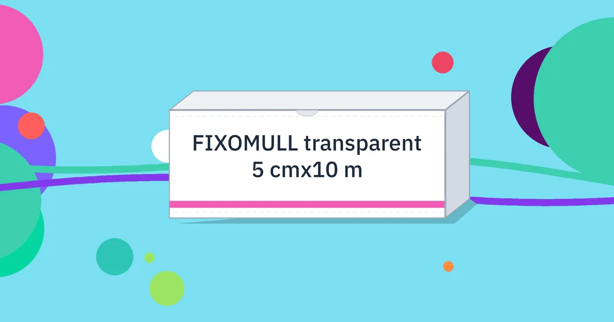 Symbolbild: Packung mit der Aufschrift FIXOMULL transparent 5 cmx10 m (PZN 07750632) – Verfügbarkeit und Bezug in Apotheken in Frankfurt am Main