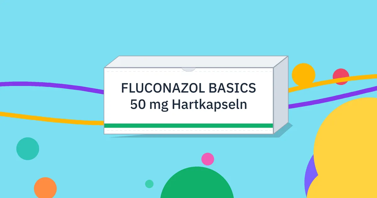 Symbolbild: Packung mit der Aufschrift FLUCONAZOL BASICS 50 mg Hartkapseln (PZN 00296503) – Verfügbarkeit und Bezug in Apotheken in Frankfurt am Main