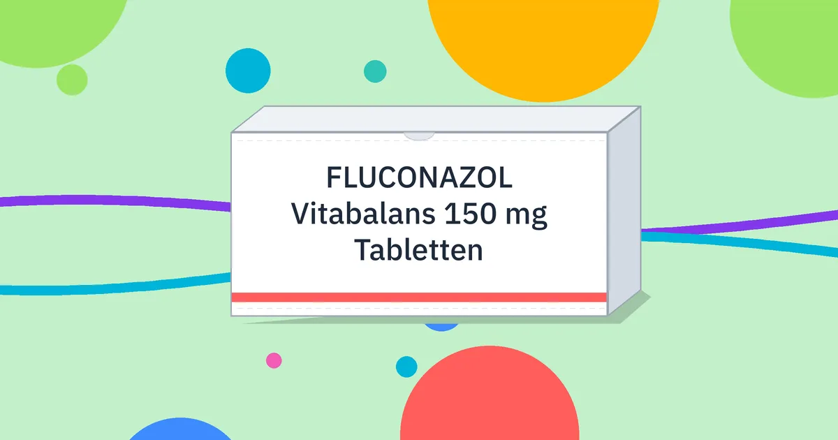 Symbolbild: Packung mit der Aufschrift FLUCONAZOL Vitabalans 150 mg Tabletten (PZN 19062825) – Verfügbarkeit und Bezug in Apotheken in Frankfurt am Main