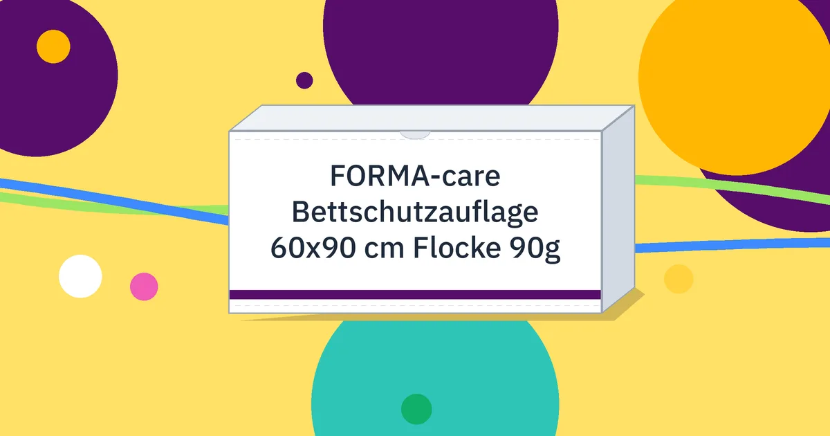 Symbolbild: Packung mit der Aufschrift FORMA-care Bettschutzauflage 60x90 cm Flocke 90g (PZN 12470610) – Verfügbarkeit und Bezug in Apotheken in Frankfurt am Main