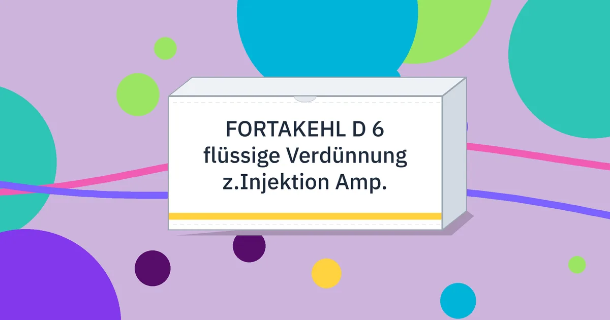 Symbolbild: Packung mit der Aufschrift FORTAKEHL D 6 flüssige Verdünnung z.Injektion Amp. (PZN 00040784) – Verfügbarkeit und Bezug in Apotheken in Frankfurt am Main