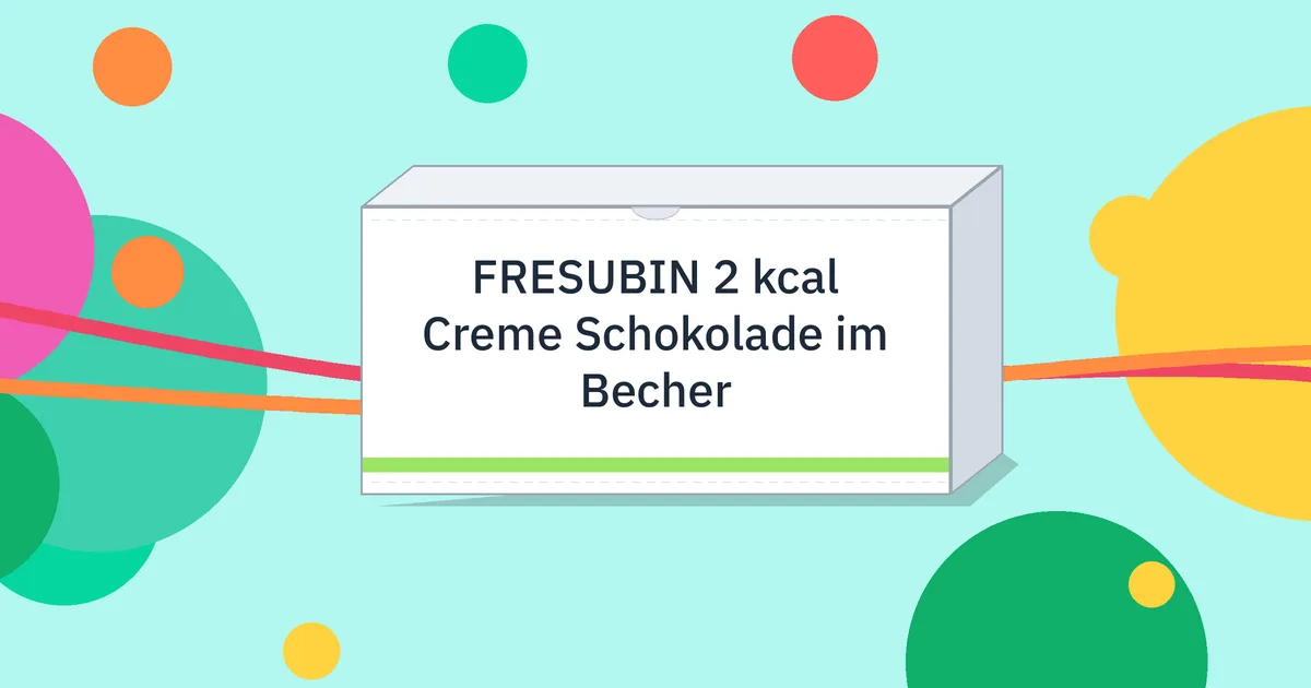 Symbolbild: Packung mit der Aufschrift FRESUBIN 2 kcal Creme Schokolade im Becher (PZN 18681058) – Verfügbarkeit und Bezug in Apotheken in Frankfurt am Main