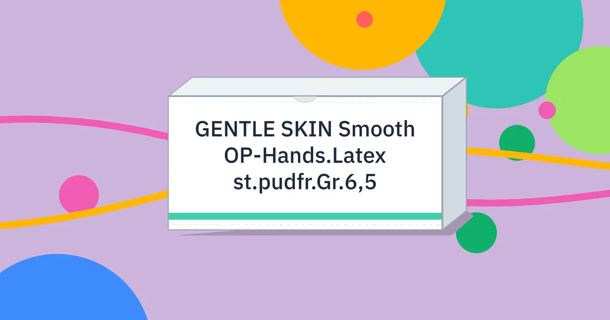 Symbolbild: Packung mit der Aufschrift GENTLE SKIN Smooth OP-Hands.Latex st.pudfr.Gr.6,5 (PZN 11154781) – Verfügbarkeit und Bezug in Apotheken in Frankfurt am Main