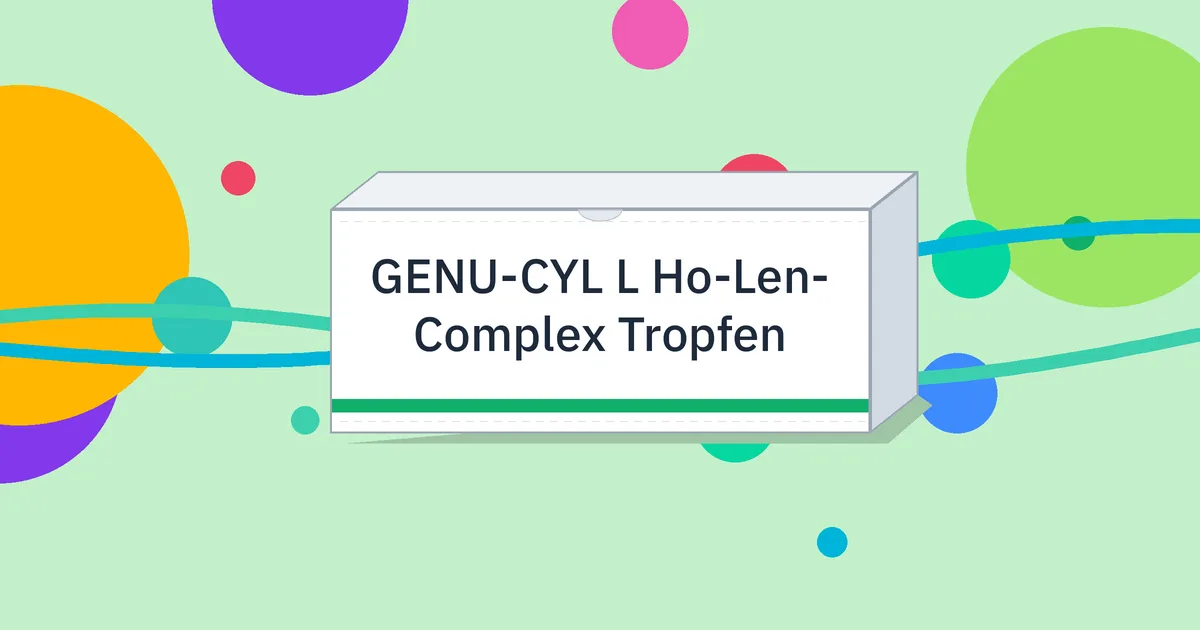 Symbolbild: Packung mit der Aufschrift GENU-CYL L Ho-Len-Complex Tropfen (PZN 03396062) – Verfügbarkeit und Bezug in Apotheken in Frankfurt am Main