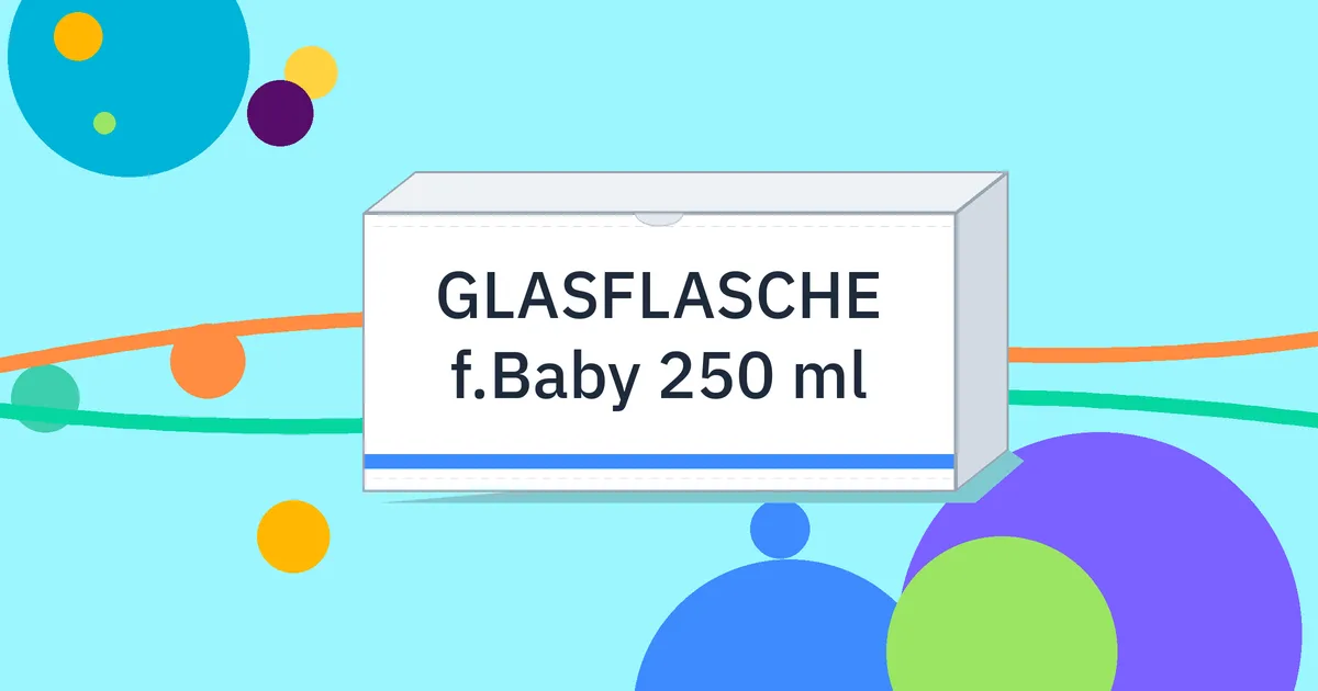Symbolbild: Packung mit der Aufschrift GLASFLASCHE f.Baby 250 ml (PZN 06346998) – Verfügbarkeit und Bezug in Apotheken in Frankfurt am Main