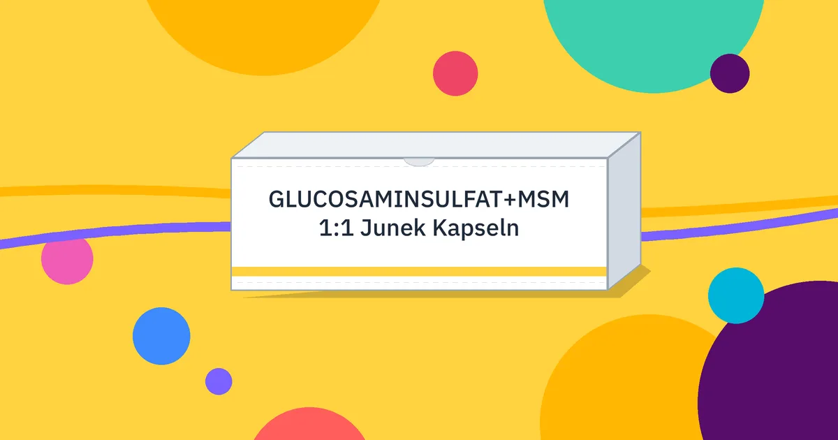 Symbolbild: Packung mit der Aufschrift GLUCOSAMINSULFAT+MSM 1:1 Junek Kapseln (PZN 10052311) – Verfügbarkeit und Bezug in Apotheken in Frankfurt am Main
