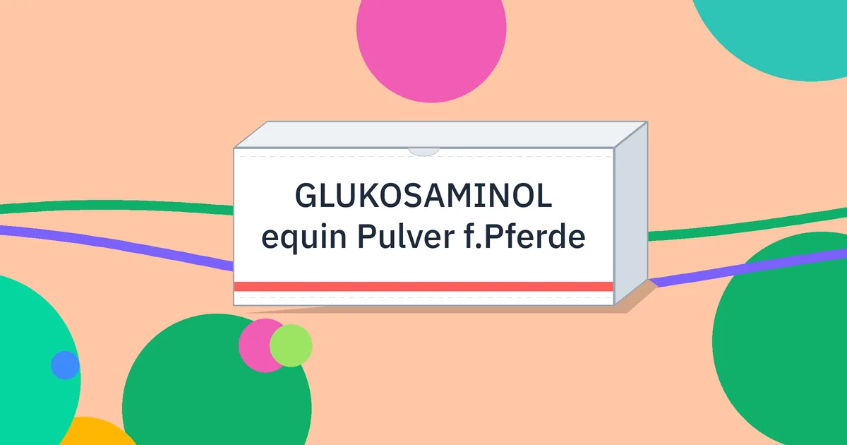Symbolbild: Packung mit der Aufschrift GLUKOSAMINOL equin Pulver f.Pferde (PZN 17835217) – Verfügbarkeit und Bezug in Apotheken in Frankfurt am Main