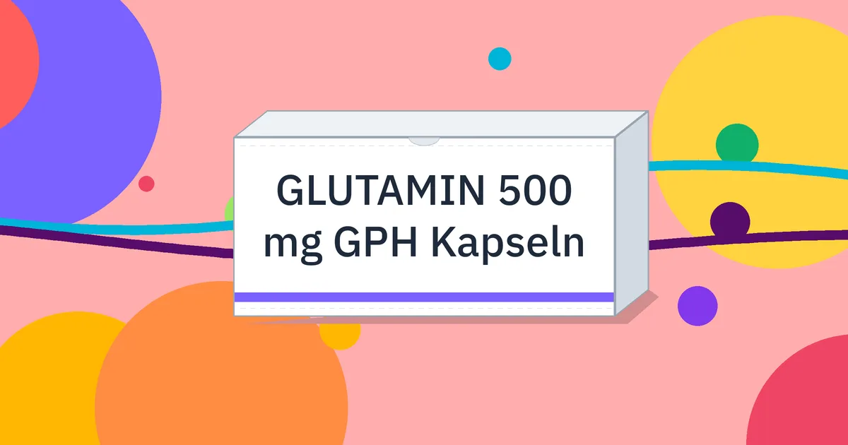 Symbolbild: Packung mit der Aufschrift GLUTAMIN 500 mg GPH Kapseln (PZN 00128071) – Verfügbarkeit und Bezug in Apotheken in Frankfurt am Main