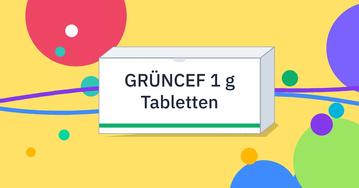 Symbolbild: Packung mit der Aufschrift GRÜNCEF 1 g Tabletten (PZN 04958220) – Verfügbarkeit und Bezug in Apotheken in Frankfurt am Main