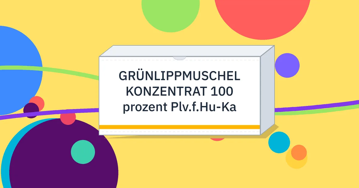 Symbolbild: Packung mit der Aufschrift GRÜNLIPPMUSCHEL KONZENTRAT 100 prozent Plv.f.Hu-Ka (PZN 12614227) – Verfügbarkeit und Bezug in Apotheken in Frankfurt am Main