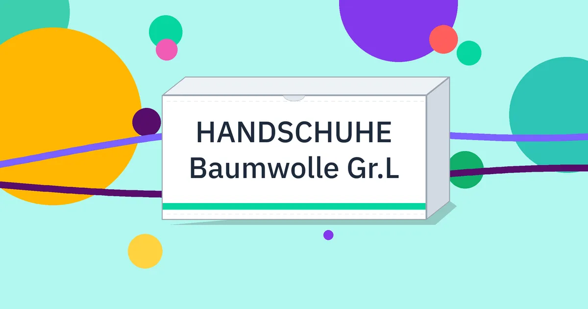 Symbolbild: Packung mit der Aufschrift HANDSCHUHE Baumwolle Gr.L (PZN 09063249) – Verfügbarkeit und Bezug in Apotheken in Frankfurt am Main