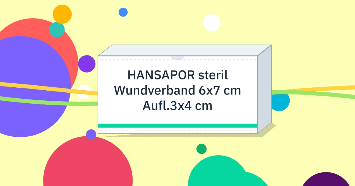 Symbolbild: Packung mit der Aufschrift HANSAPOR steril Wundverband 6x7 cm Aufl.3x4 cm (PZN 13920653) – Verfügbarkeit und Bezug in Apotheken in Frankfurt am Main