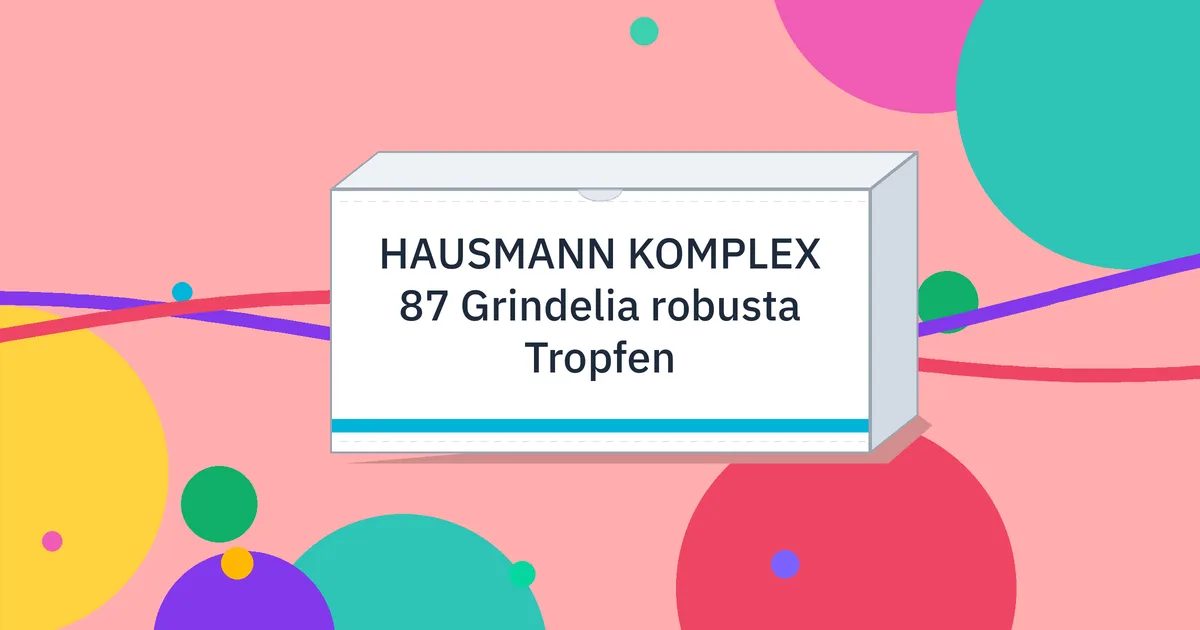 Symbolbild: Packung mit der Aufschrift HAUSMANN KOMPLEX 87 Grindelia robusta Tropfen (PZN 04691567) – Verfügbarkeit und Bezug in Apotheken in Frankfurt am Main