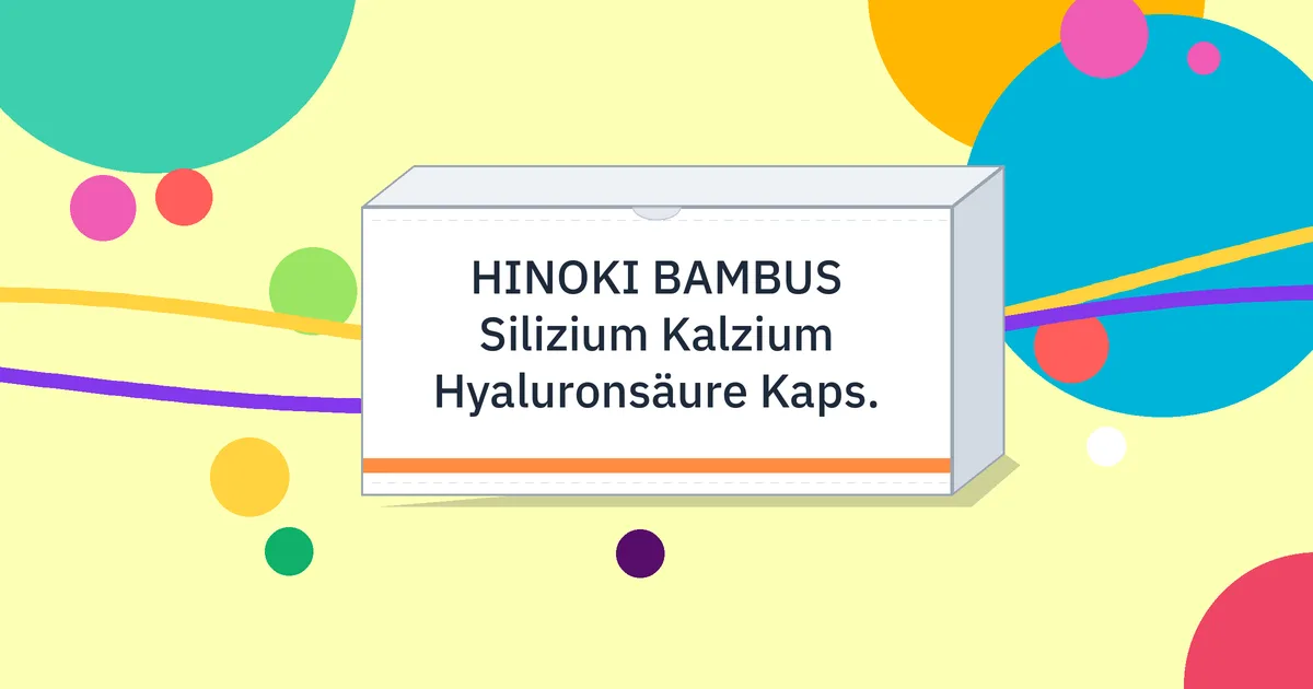Symbolbild: Packung mit der Aufschrift HINOKI BAMBUS Silizium Kalzium Hyaluronsäure Kaps. (PZN 14309333) – Verfügbarkeit und Bezug in Apotheken in Frankfurt am Main
