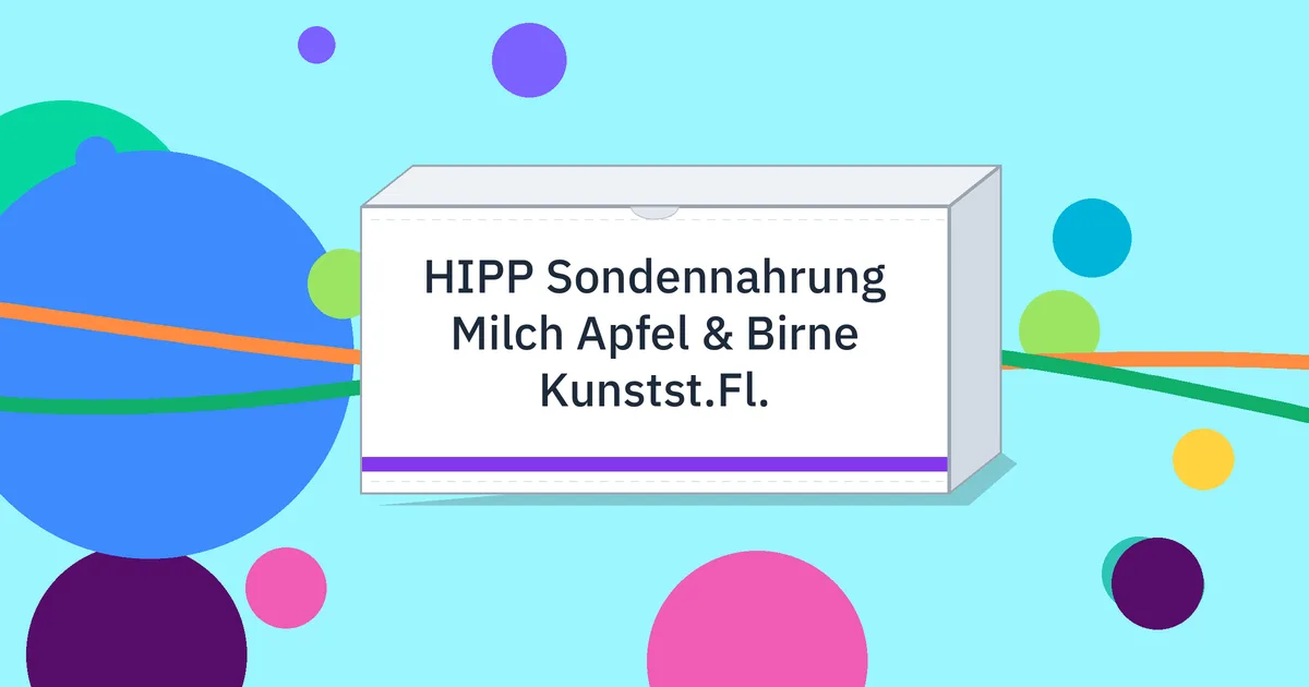 Symbolbild: Packung mit der Aufschrift HIPP Sondennahrung Milch Apfel & Birne Kunstst.Fl. (PZN 19350926) – Verfügbarkeit und Bezug in Apotheken in Frankfurt am Main