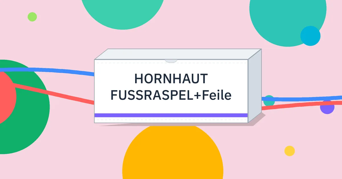 Symbolbild: Packung mit der Aufschrift HORNHAUT FUSSRASPEL+Feile (PZN 15632243) – Verfügbarkeit und Bezug in Apotheken in Frankfurt am Main